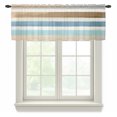 Abstract Gradient Stripe Semi Sheer Valance Curtains, Blue Brown ...