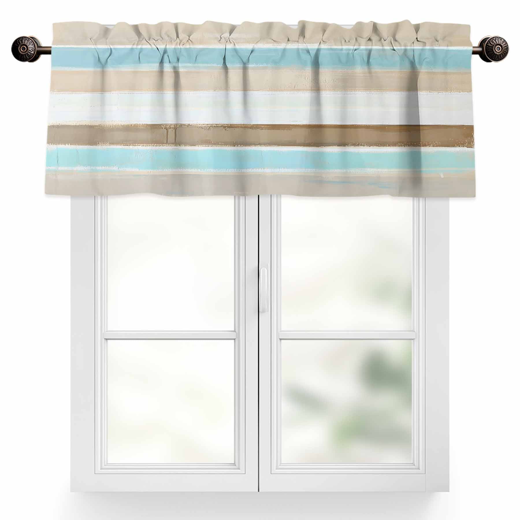Abstract Gradient Stripe Valances for Windows, 42 x 18in, Brown Teal ...