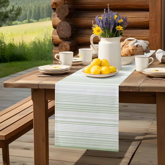 Abstract Gradient Stripes Table Runner 60 Inch Long Modern Green Lines ...
