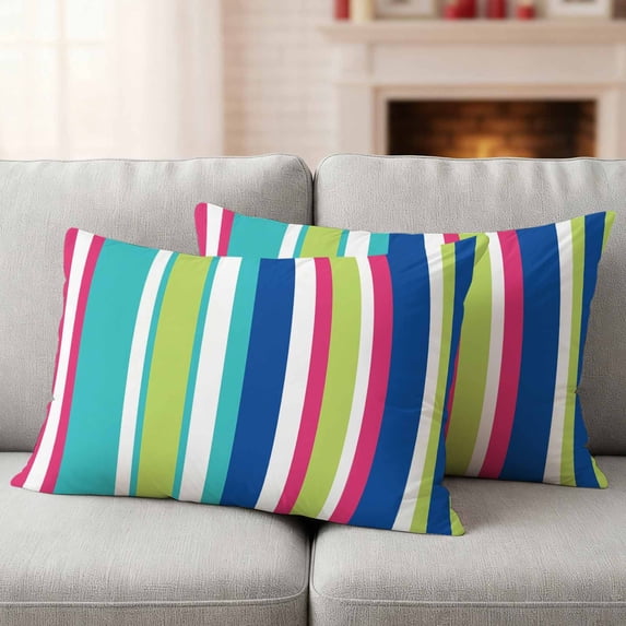 Abstract Gradient Stripes Waterproof Throw Pillow Covers Set of 2 ...
