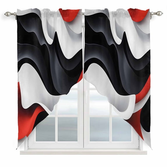 Abstract Gradient Swag Curtain Valance for Window 2 Panels Black White ...