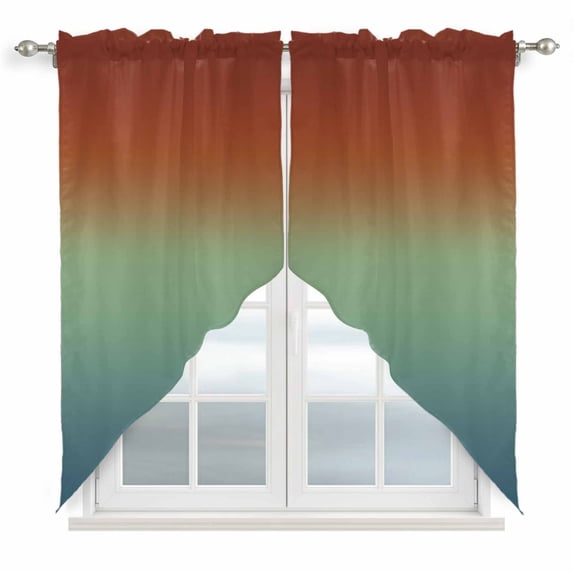 Abstract Gradient Swag Curtain Valance for Window 2 Panels Red Blue ...