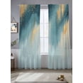 Abstract Gradient Teal Gold Sheer Curtains 84 Inches Long 2 Panels ...