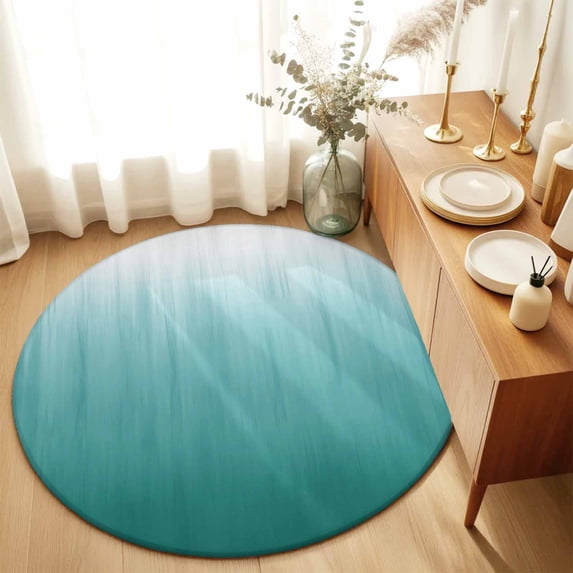 Abstract Gradient Water Duck Green Round Rug 3ft Modern Art Washable ...