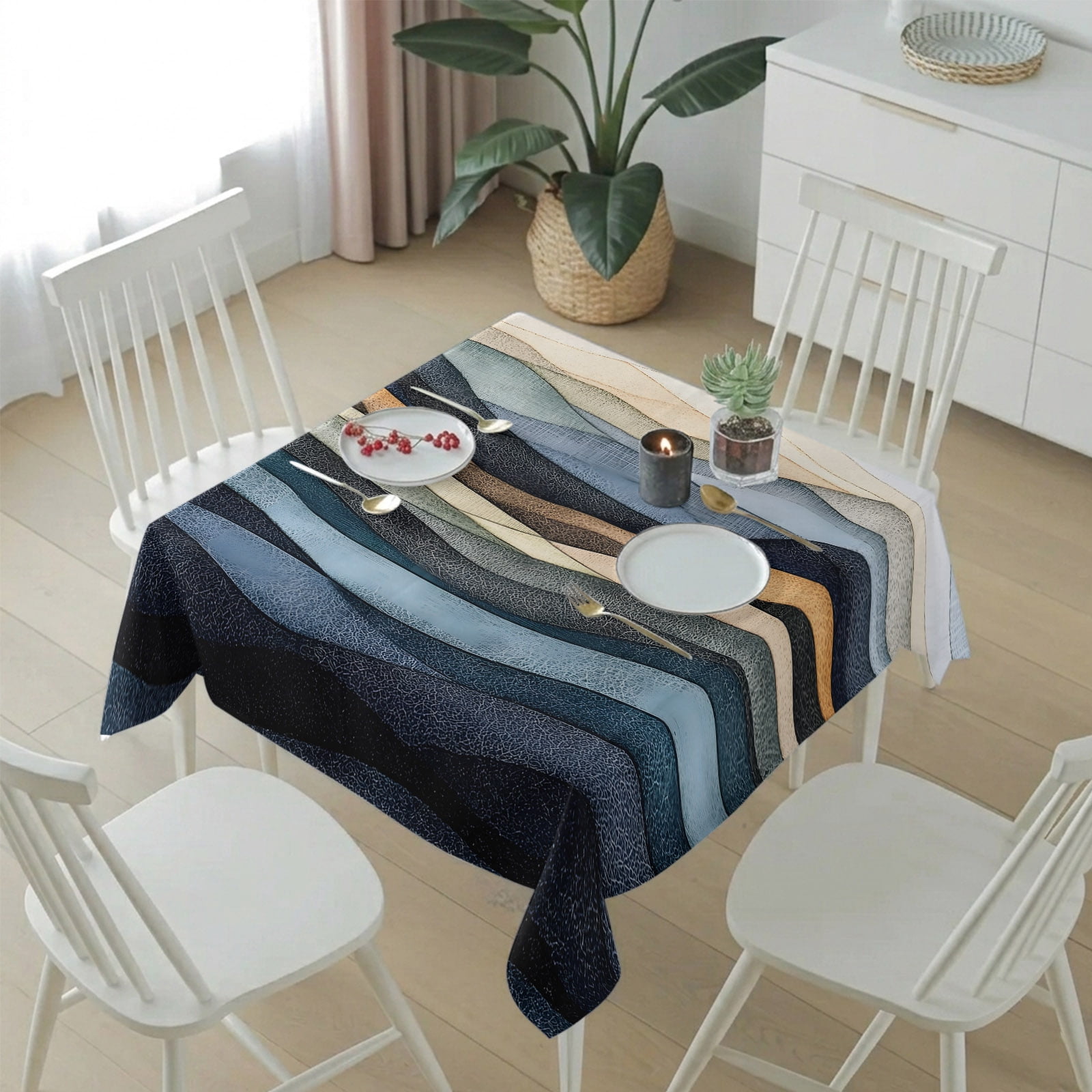 Abstract Gradient Water Ripples Table Cloth 60x60in, Waterproof Square ...