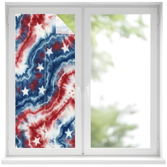 Abstract Gradient Window Privacy Film, Red Blue Tie-dye Stars U.S. Flag ...