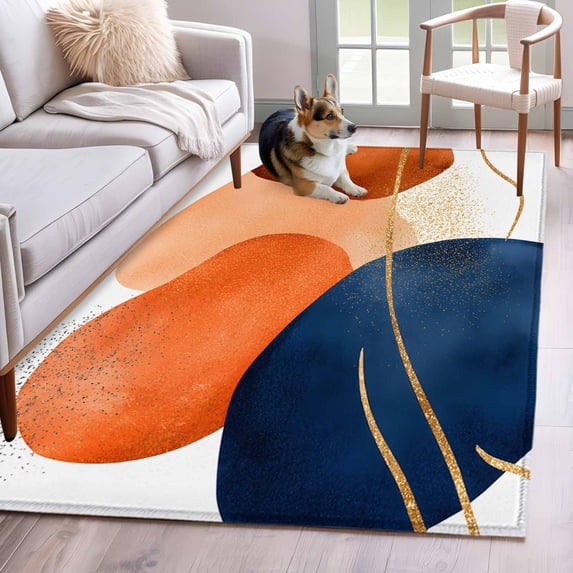 Abstract Graffiti Area Rugs 3x5 ft Vintage Gold Orange Blue Shape ...