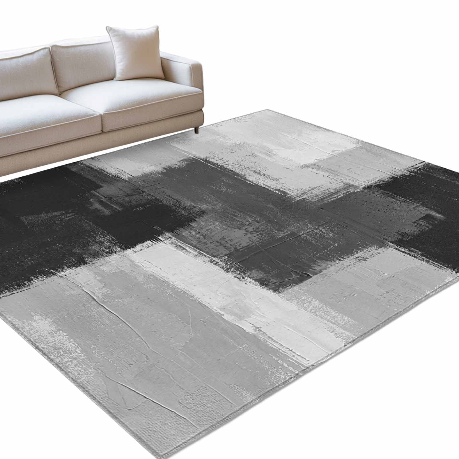 Abstract Graffiti Art 4x6ft Non Slip Area Rug Black Grey Geometric ...