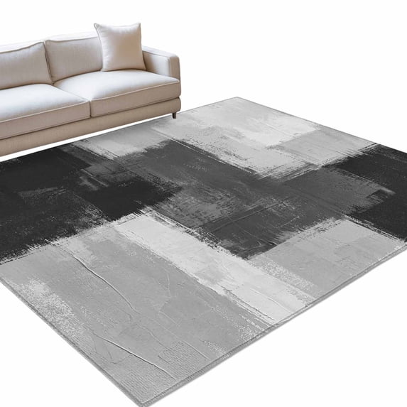Abstract Graffiti Art 4x6ft Non Slip Area Rug Black Grey Geometric ...