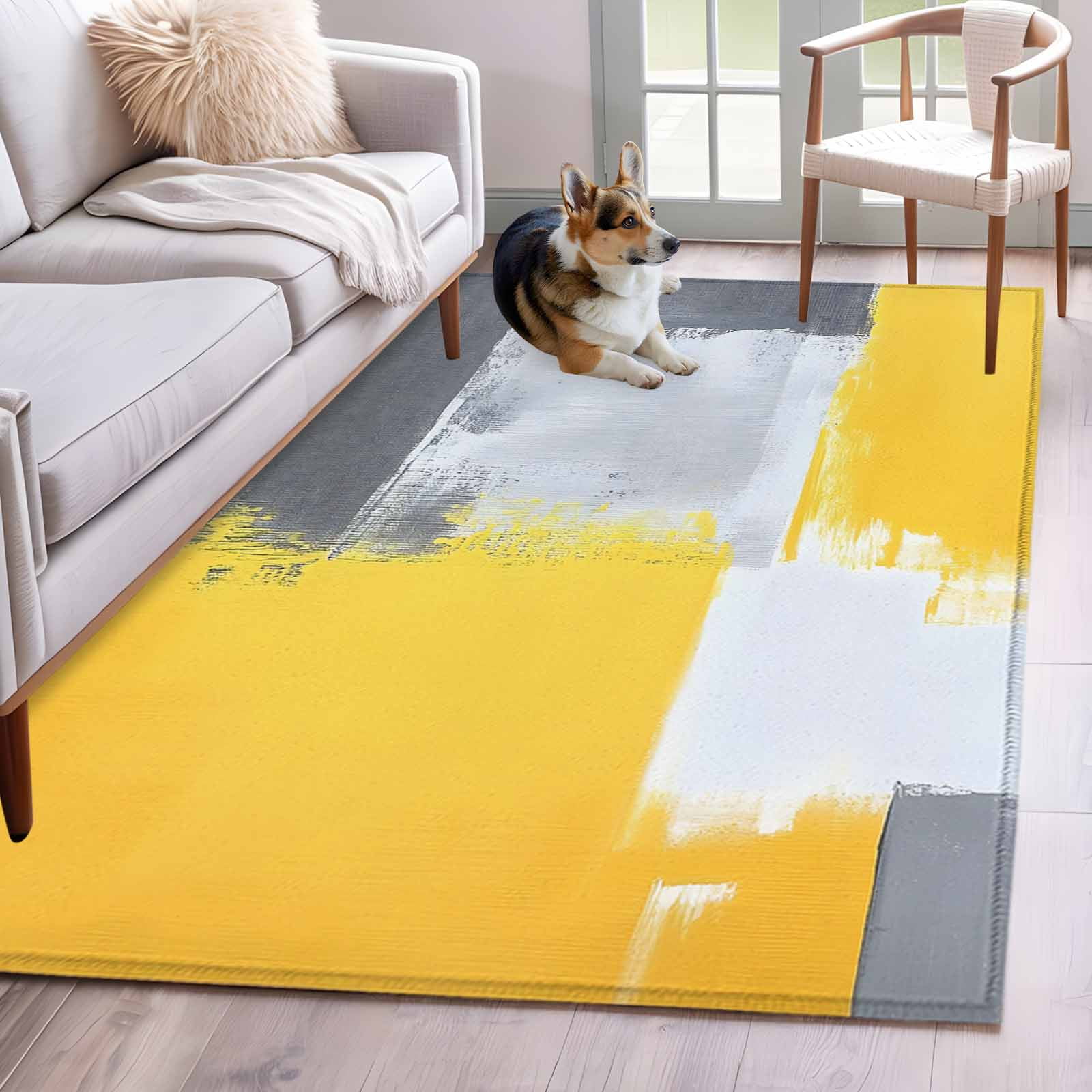 Abstract Graffiti Art Area Rugs 4x6 ft Vintage Yellow Gary Street Art ...