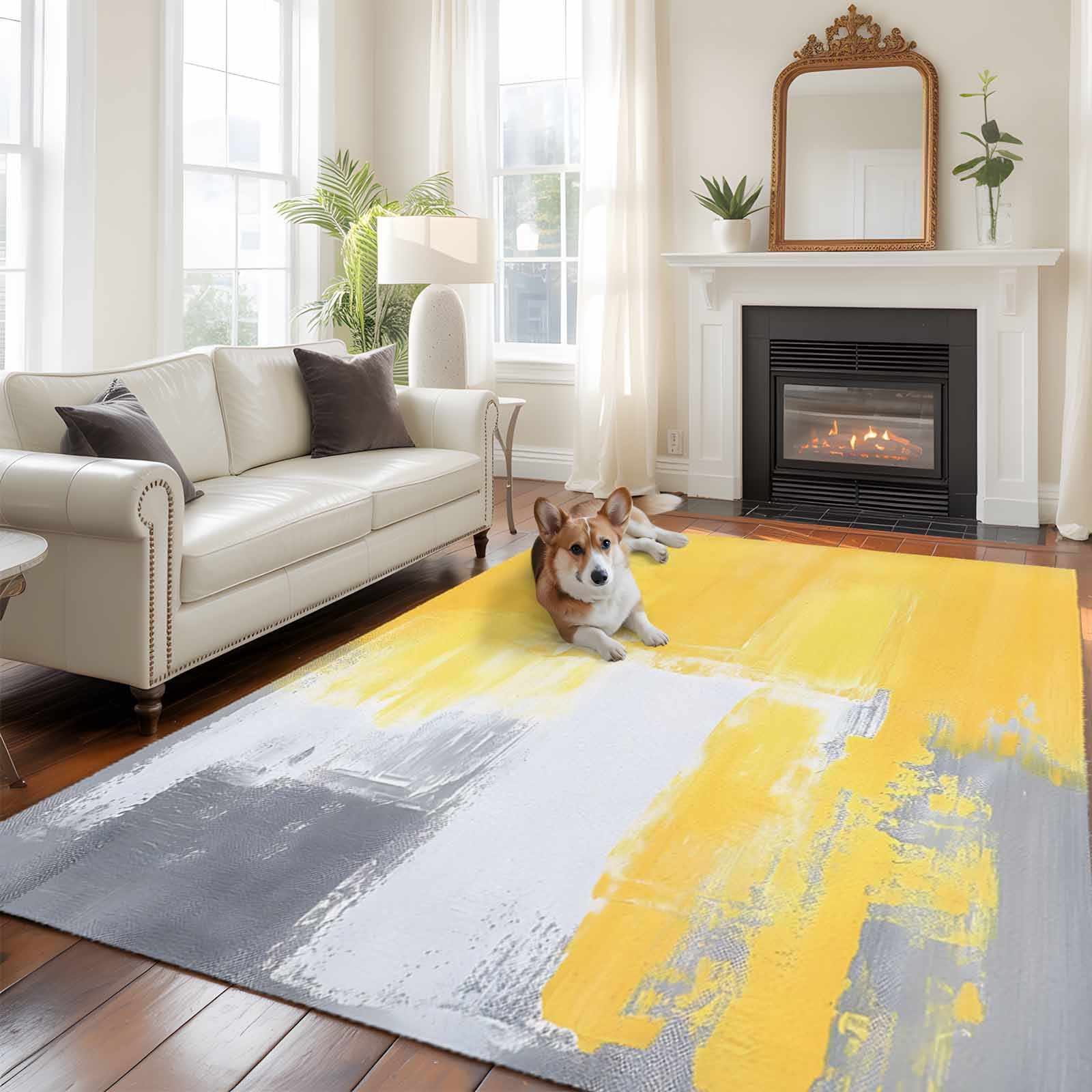 Abstract Graffiti Art Area Rugs 5x7 ft Retro Yellow Gary Street Art ...