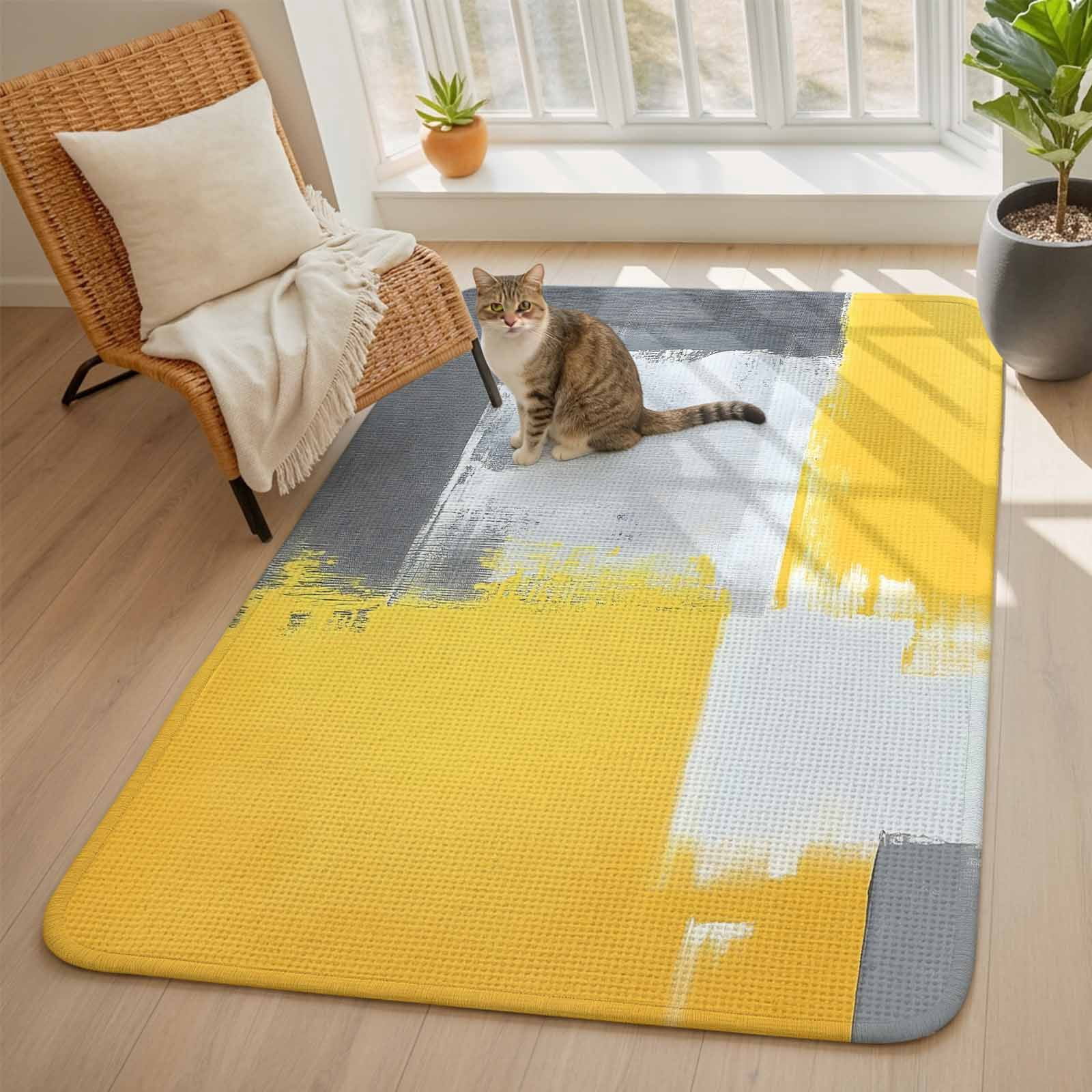 Abstract Graffiti Art Area Rugs for Living Room 5x7, Vintage Yellow ...