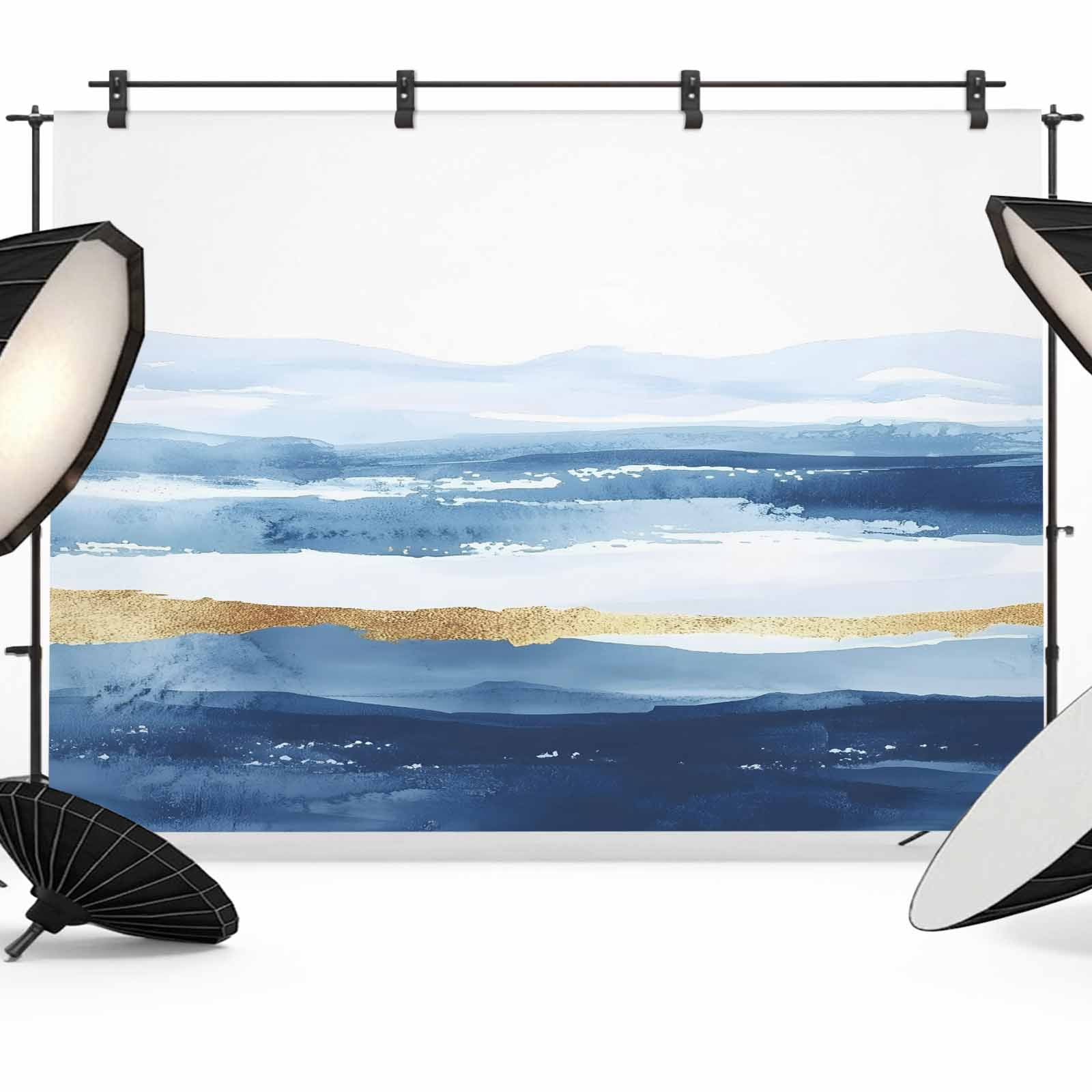 Abstract Graffiti Art Backdrop for Photography, Watercolor Blue Gold ...