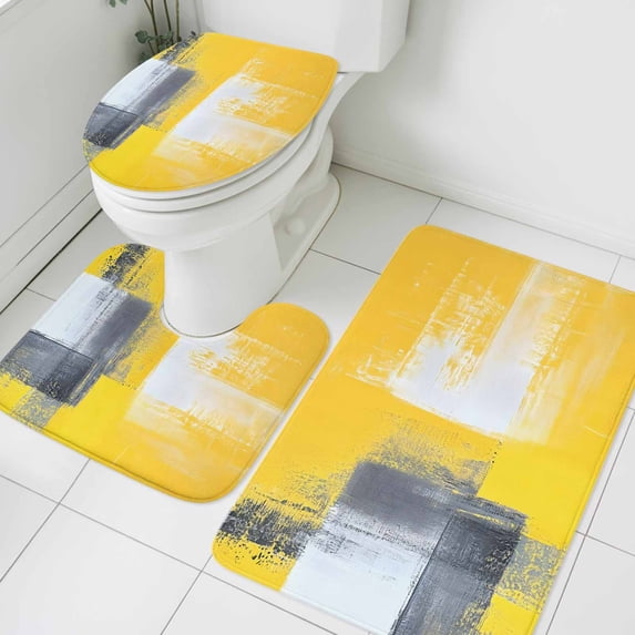 Abstract Graffiti Art Bathroom Rugs Set Retro Gary Yellow Street Art ...
