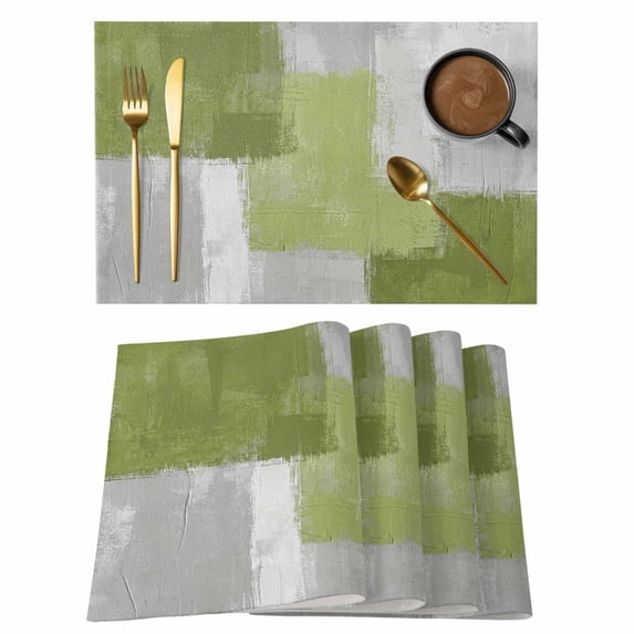 Abstract Graffiti Art Cotton Linen Placemats Set of 1, Green Grey ...