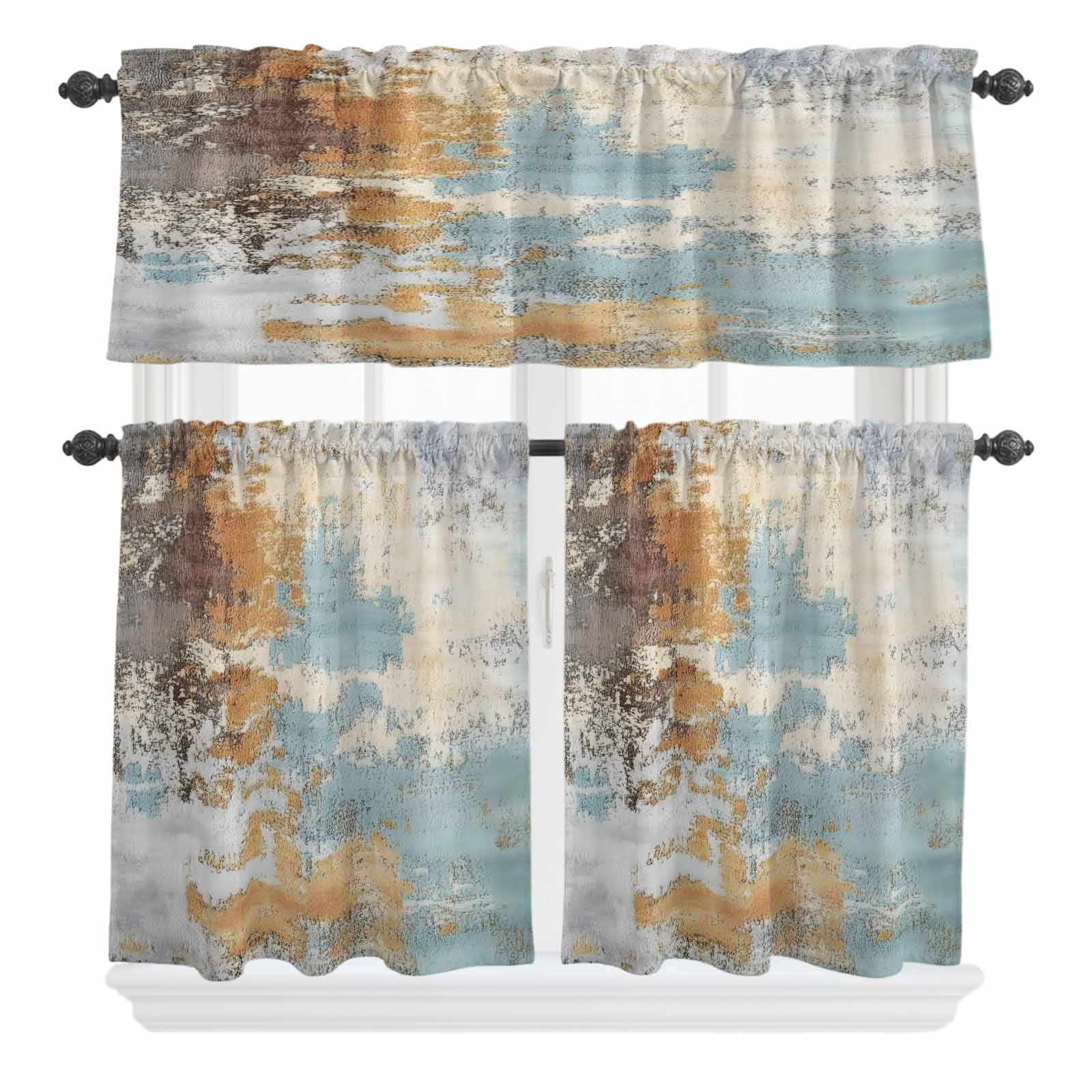Abstract Graffiti Art Curtain Valances Set Brown Blue Street Theme ...