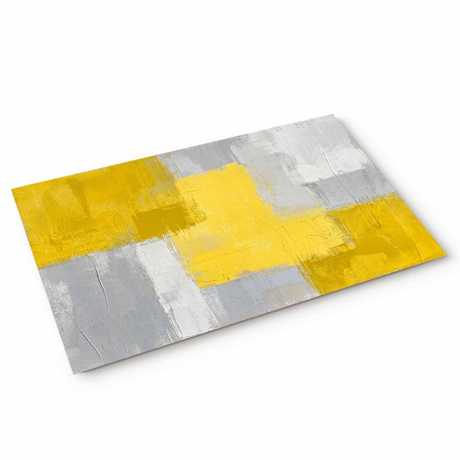 Abstract Graffiti Art Door Mat Yellow Grey Geometric Painting Texture ...