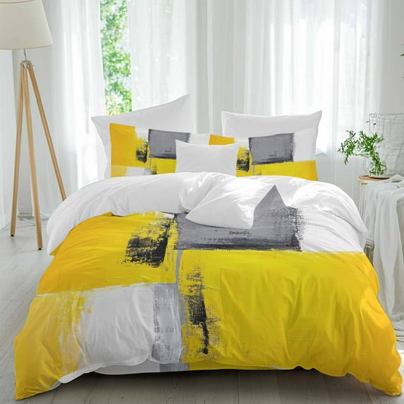Abstract Graffiti Art Duvet Cover Set Queen Size, Gary Yellow Color ...