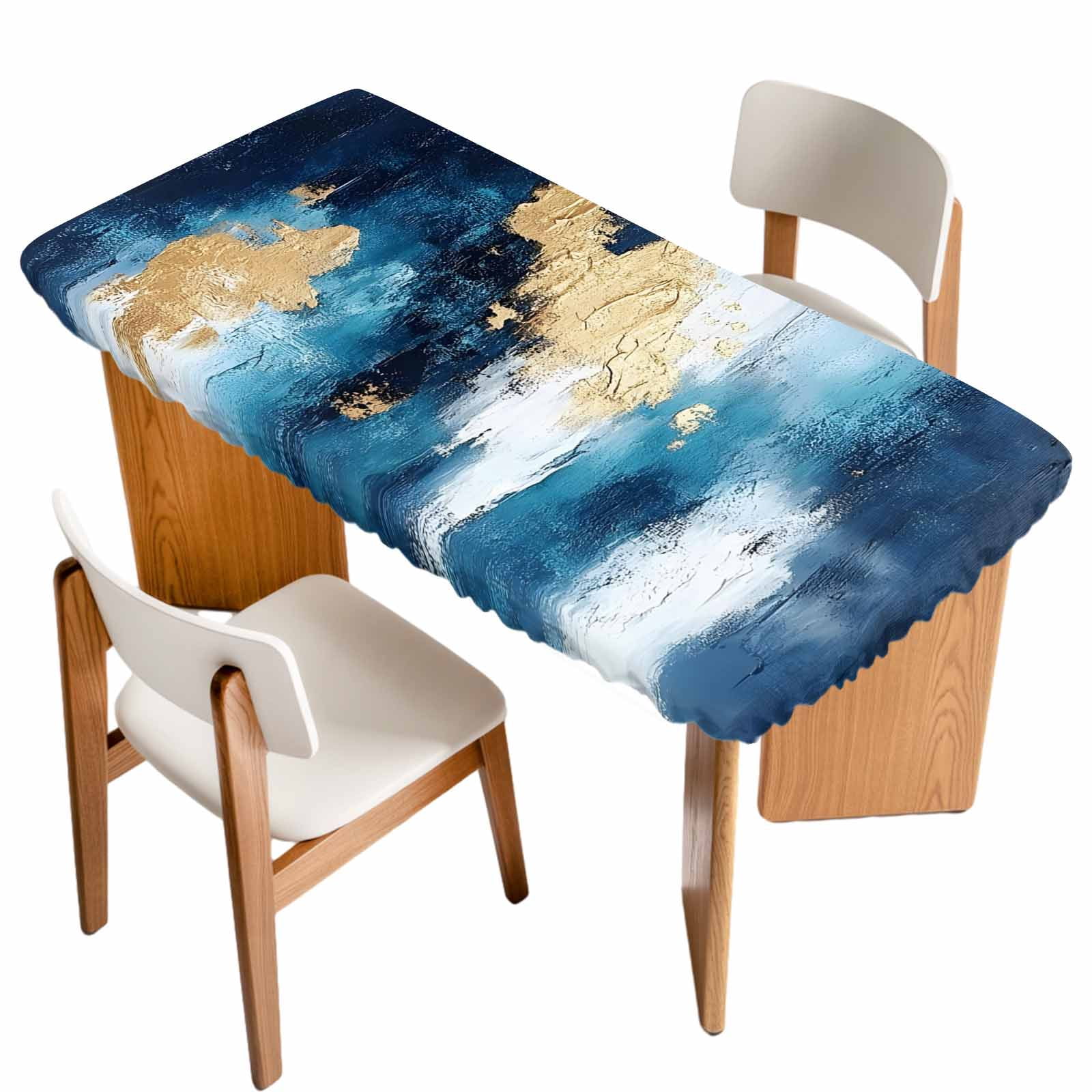 Abstract Graffiti Art Fitted Rectangle Tablecloth 24" x 50" Gold Blue ...