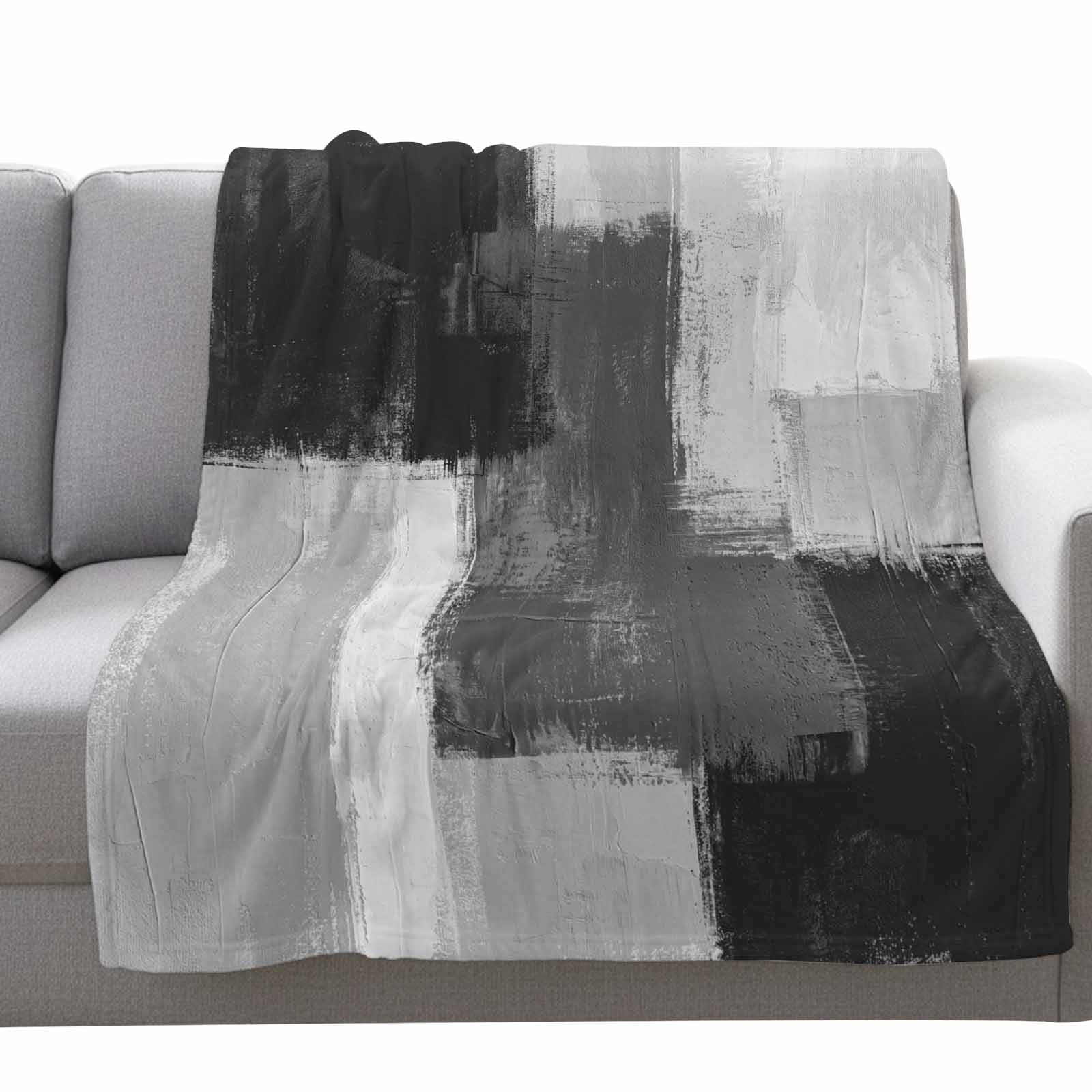 Abstract Graffiti Art Fleece Throw Blanket Lightweight Black Grey ...