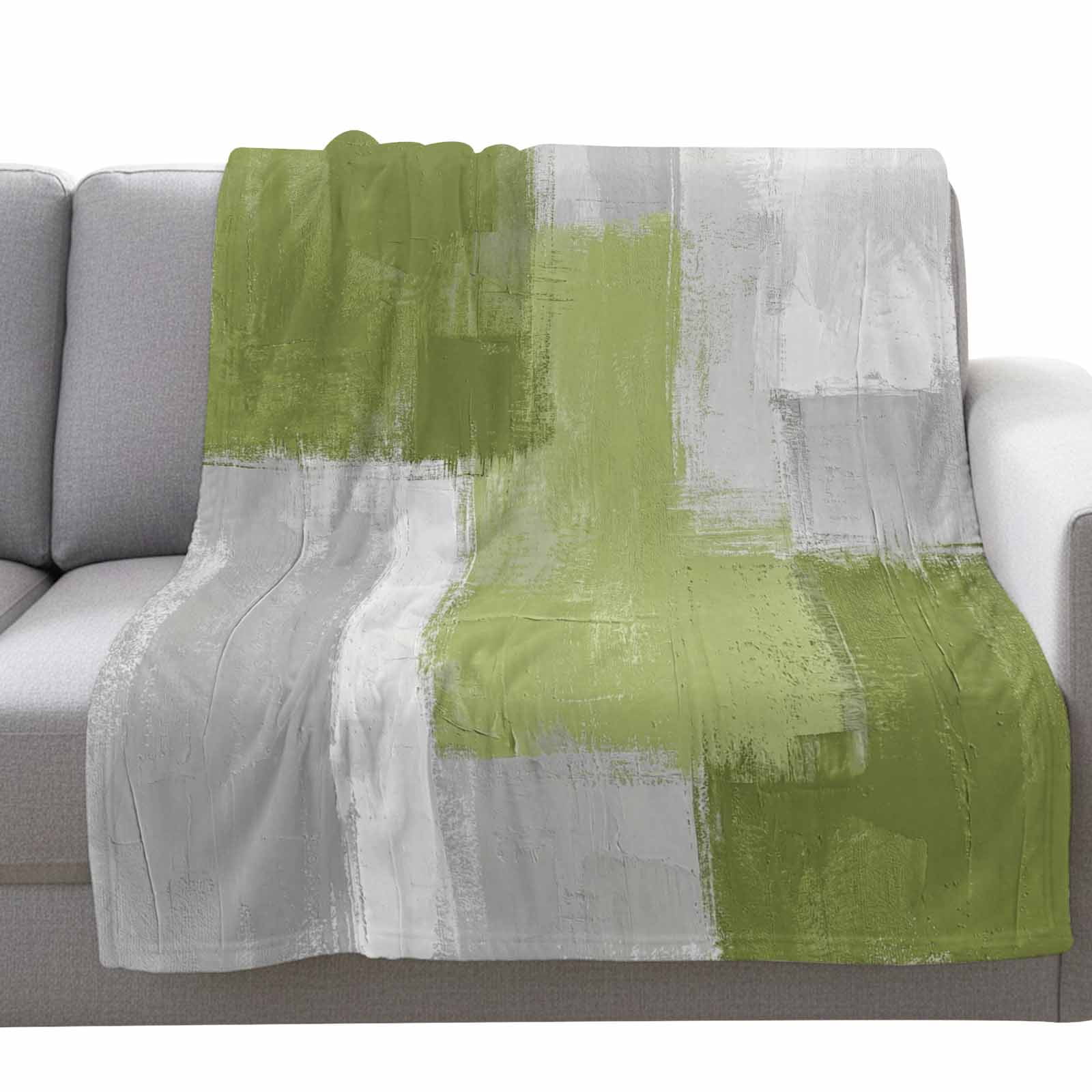 Abstract Graffiti Art Fleece Throw Blanket Lightweight Green Grey ...