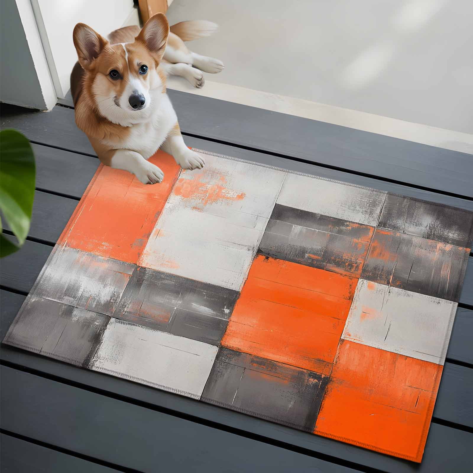 Abstract Graffiti Art Front Door Rugs 2x3 ft Orange Gary Color ...