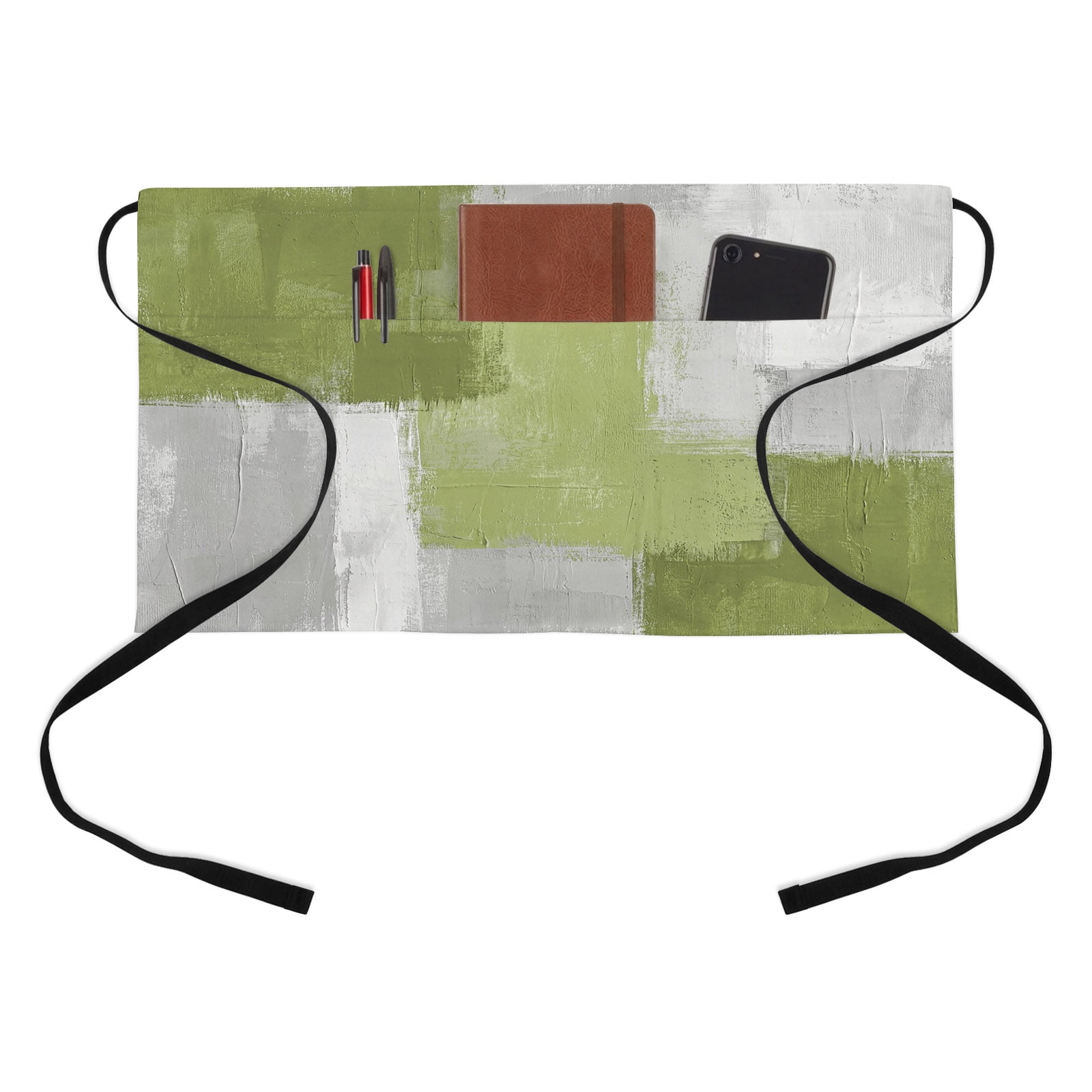 Abstract Graffiti Art Half Waist Apron Green Grey Geometric Painting ...