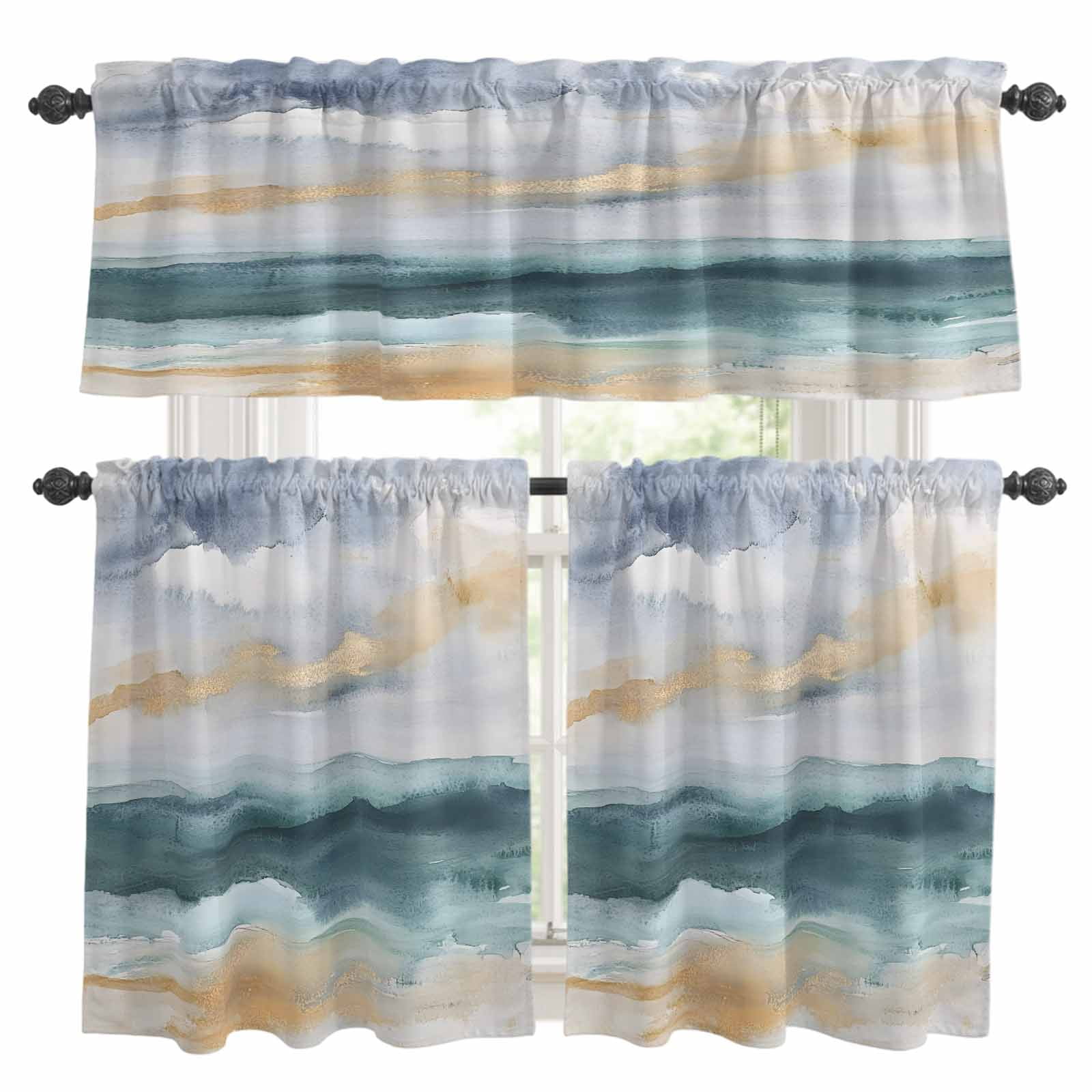 Abstract Graffiti Art Kitchen Curtains Valances and Tiers Set of 3 ...