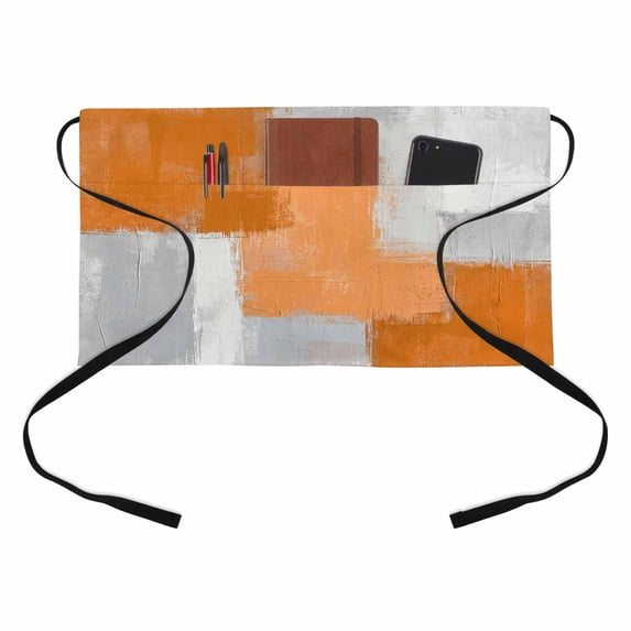 Abstract Graffiti Art Kitchen Restaurant Half Waist Apron, Orange Grey ...