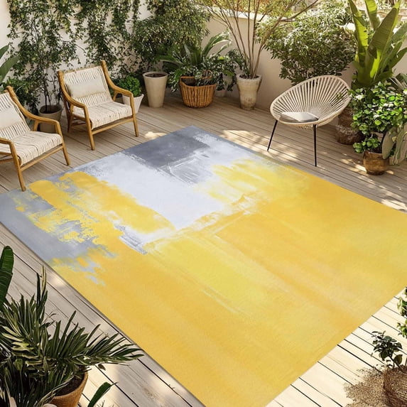 Abstract Graffiti Art Outdoor Rug, Retro Yellow Gary Street Art Non ...