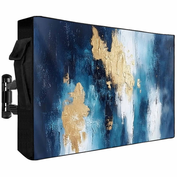 Abstract Graffiti Art Outdoor TV Cover 60 to 65 inch Gold Blue Blending ...