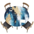 Abstract Graffiti Art Round Fitted Tablecloth Gold Blue Blending Design ...