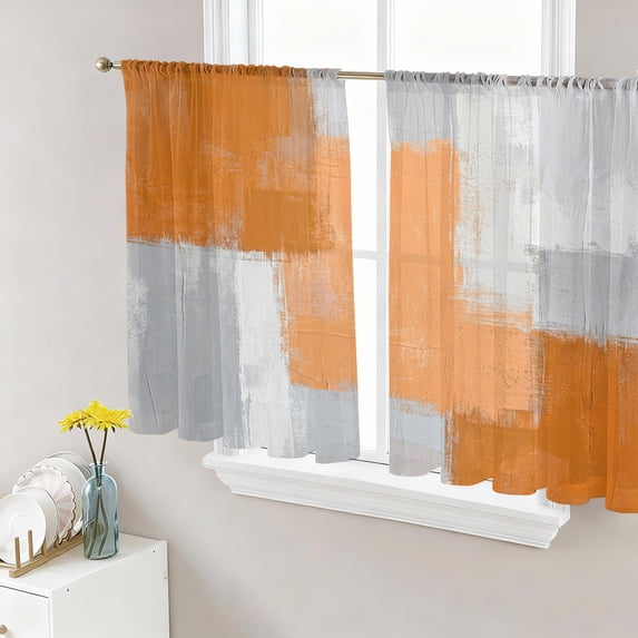 Abstract Graffiti Art Sheer Curtains for Living Room Bedroom, Orange ...