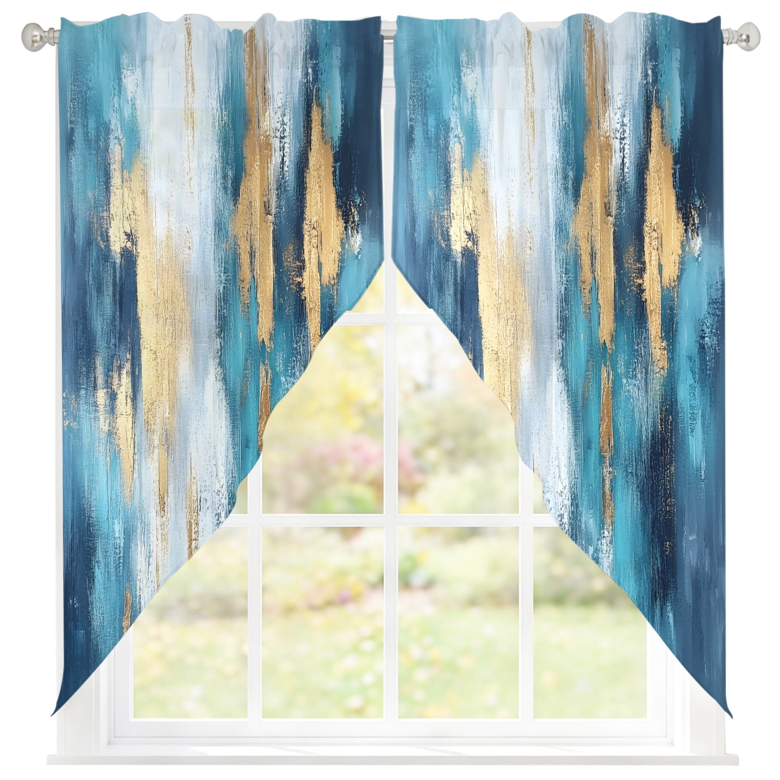Abstract Graffiti Art Sheer Curtains Swag Valances for Windows Blue ...