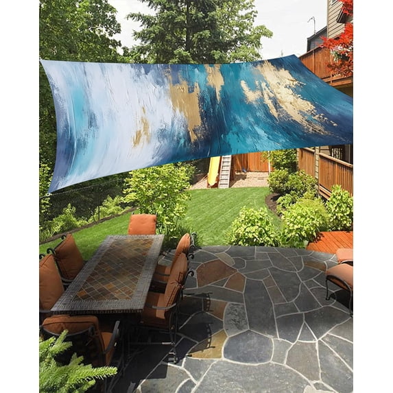 Abstract Graffiti Art Sun Shade Sail 8'X10' Blue Gold Blend Texture UV ...