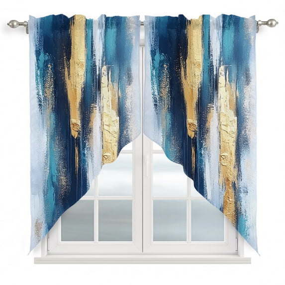 Abstract Graffiti Art Swag Curtain Valance for Window 2 Panels Gold ...