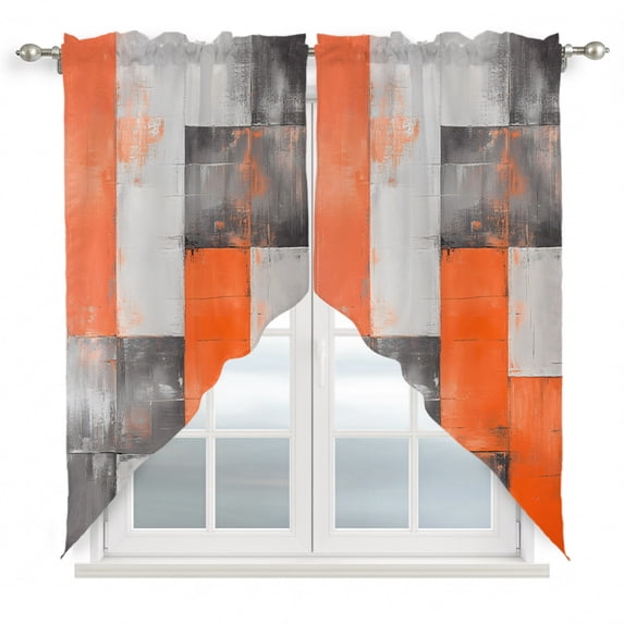 Abstract Graffiti Art Swag Curtain Valance for Window 2 Panels Orange ...
