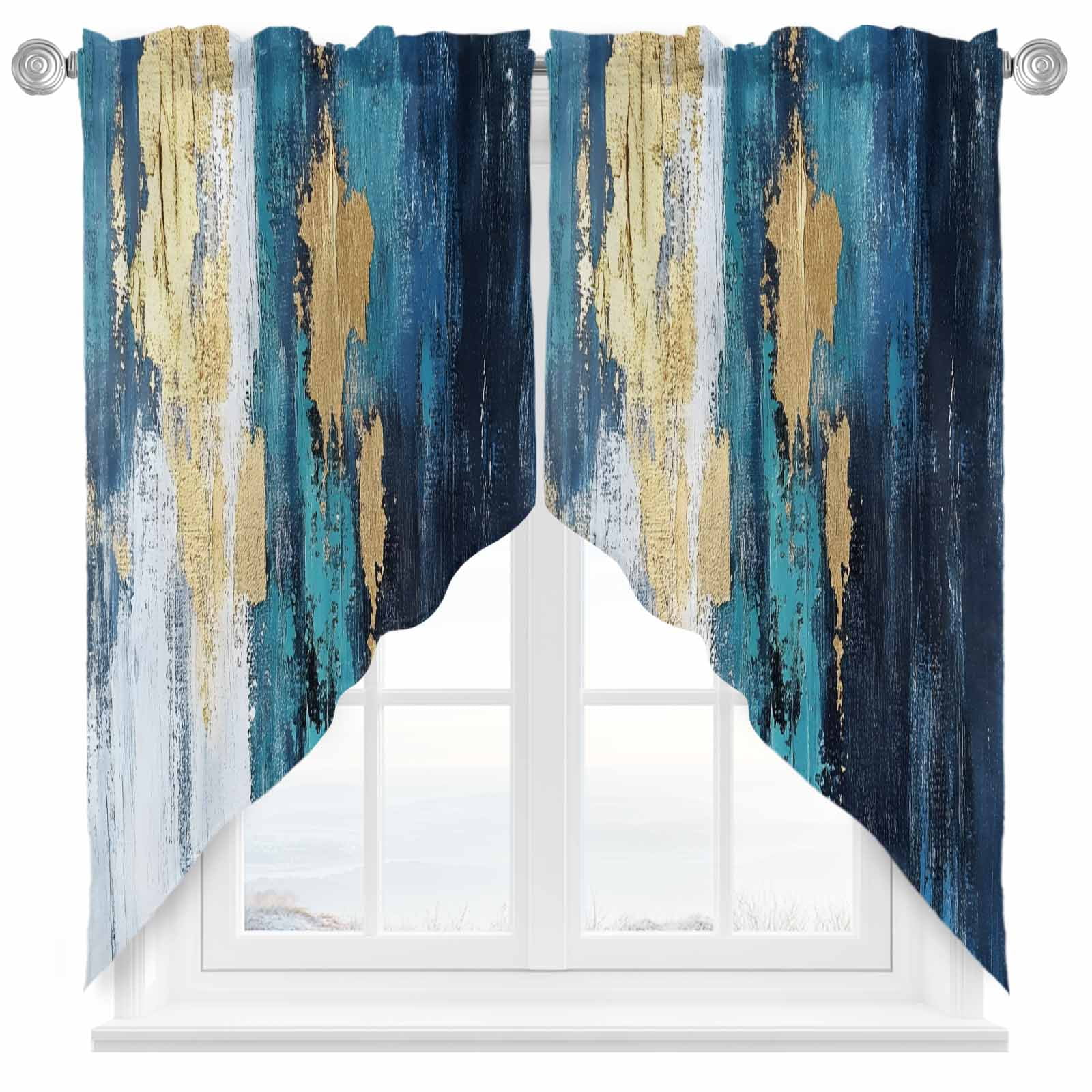 Abstract Graffiti Art Swag Curtain Valance for Windows, Gold Blue ...
