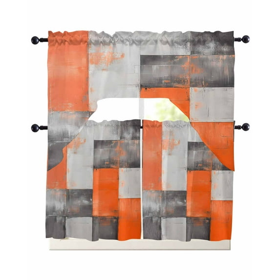 Abstract Graffiti Art Swag Valance and Tier Curtains Set Orange Gary ...