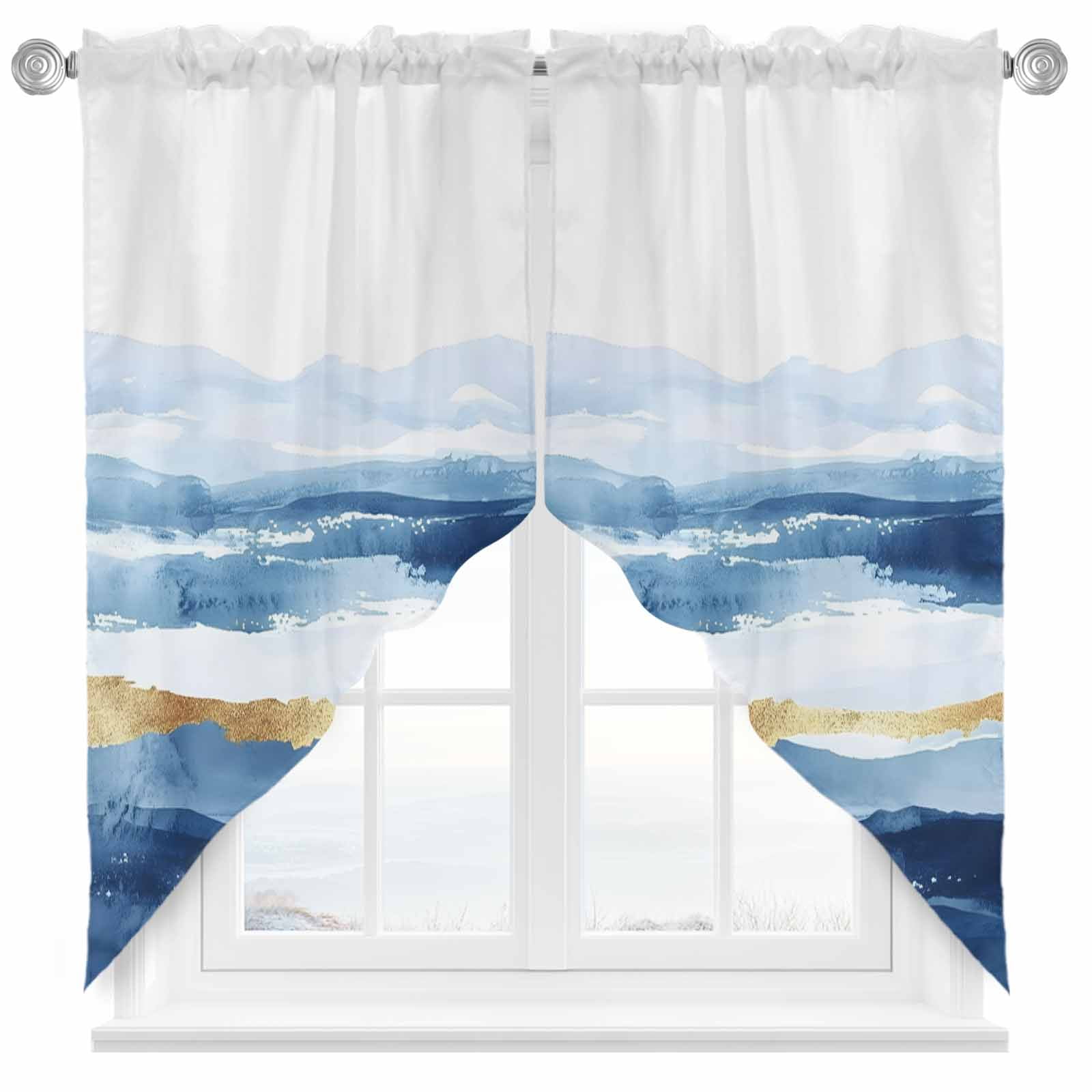 Abstract Graffiti Art Swag Valances for Windows 2 Pack Watercolor Blue ...