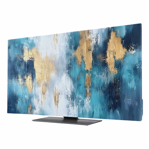 Abstract Graffiti Art TV Dust Cover 40 Inch, Blue Gold Blend Decor ...