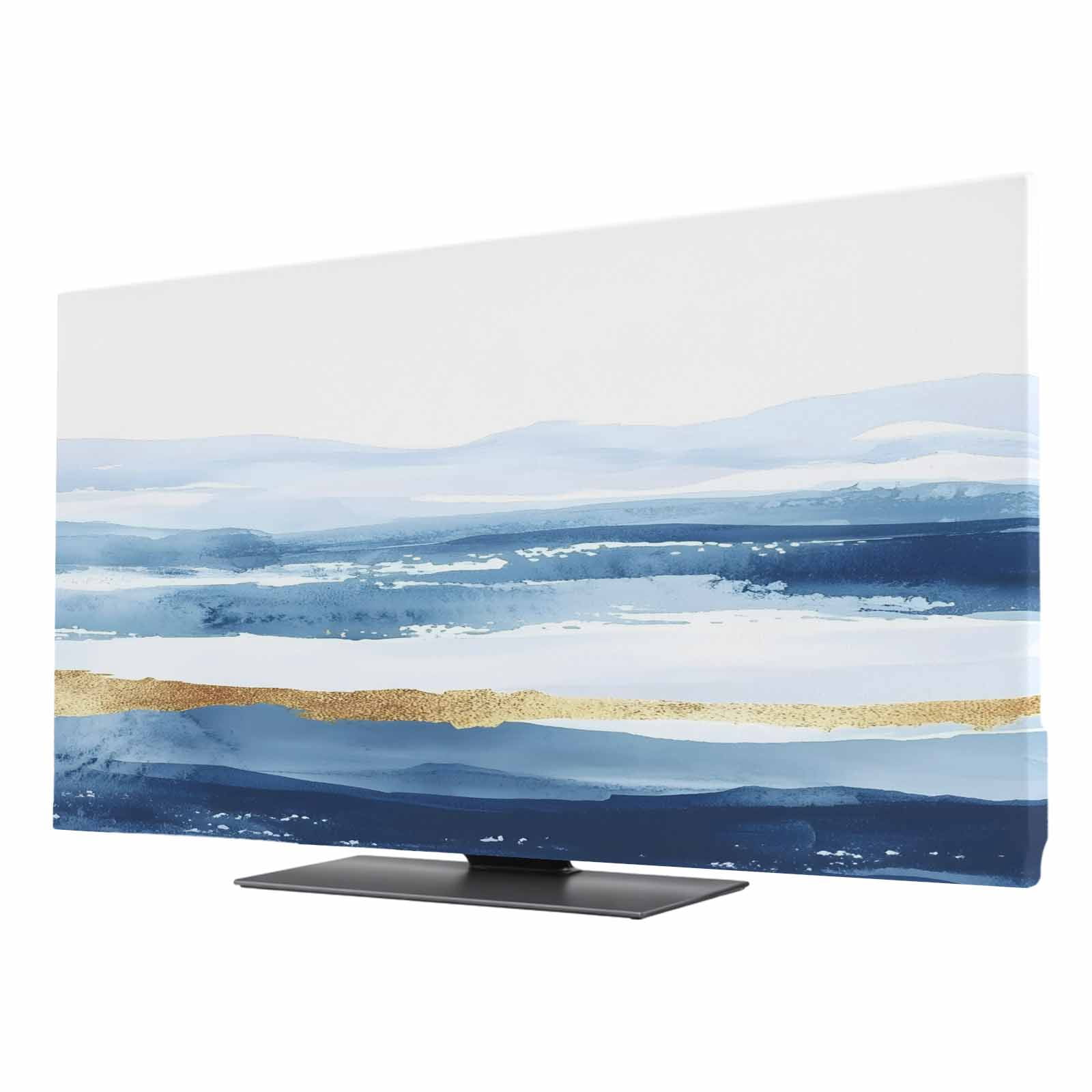 Abstract Graffiti Art TV Dust Cover 40 Inch, Watercolor Blue Gold ...