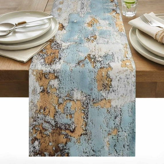 Abstract Graffiti Art Table Runner 13x120 inch Brown Retro Blue Decor ...