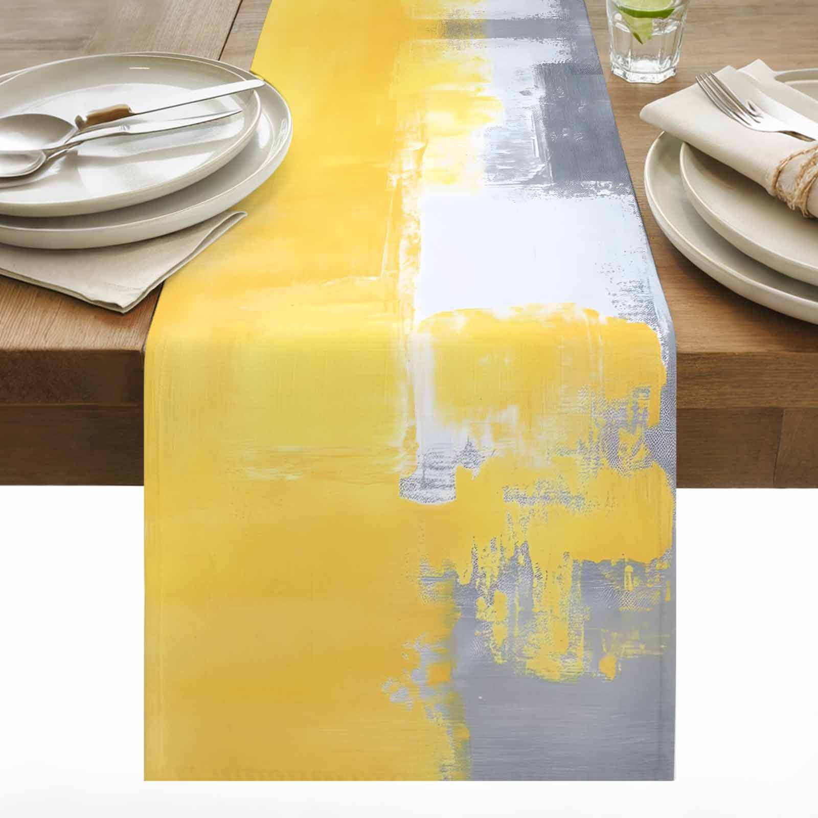 Abstract Graffiti Art Table Runner 13x36 inch Retro Yellow Gary Street ...