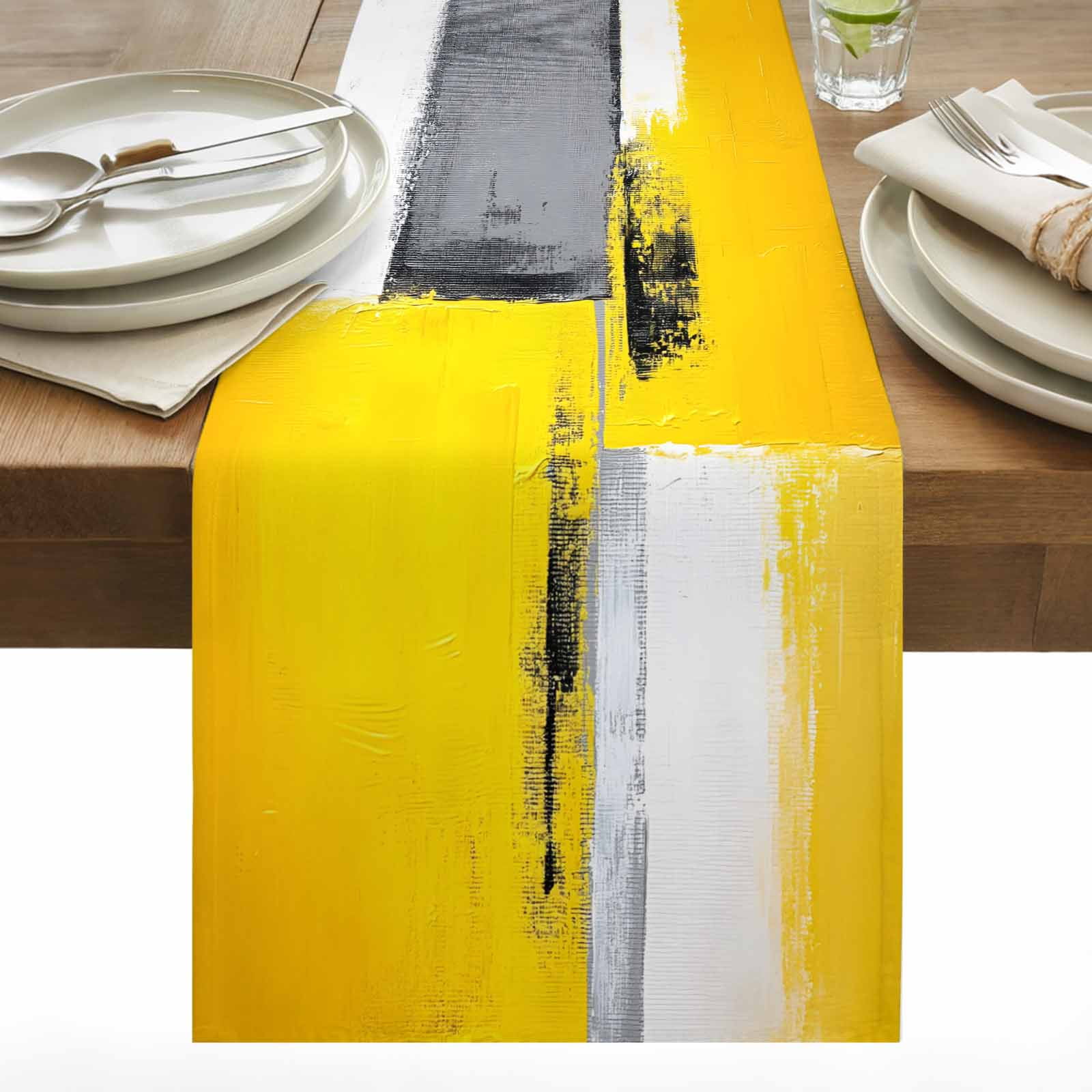 Abstract Graffiti Art Table Runner 13x60 inch Gary Yellow Color ...