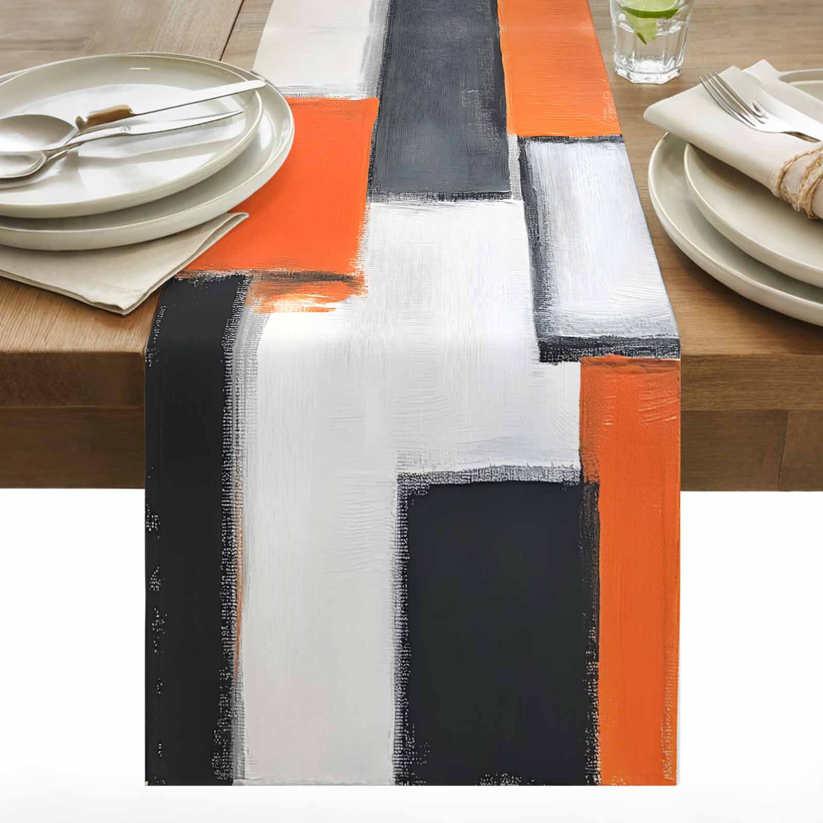 Abstract Graffiti Art Table Runner 13x90 inch Orange Black Color ...