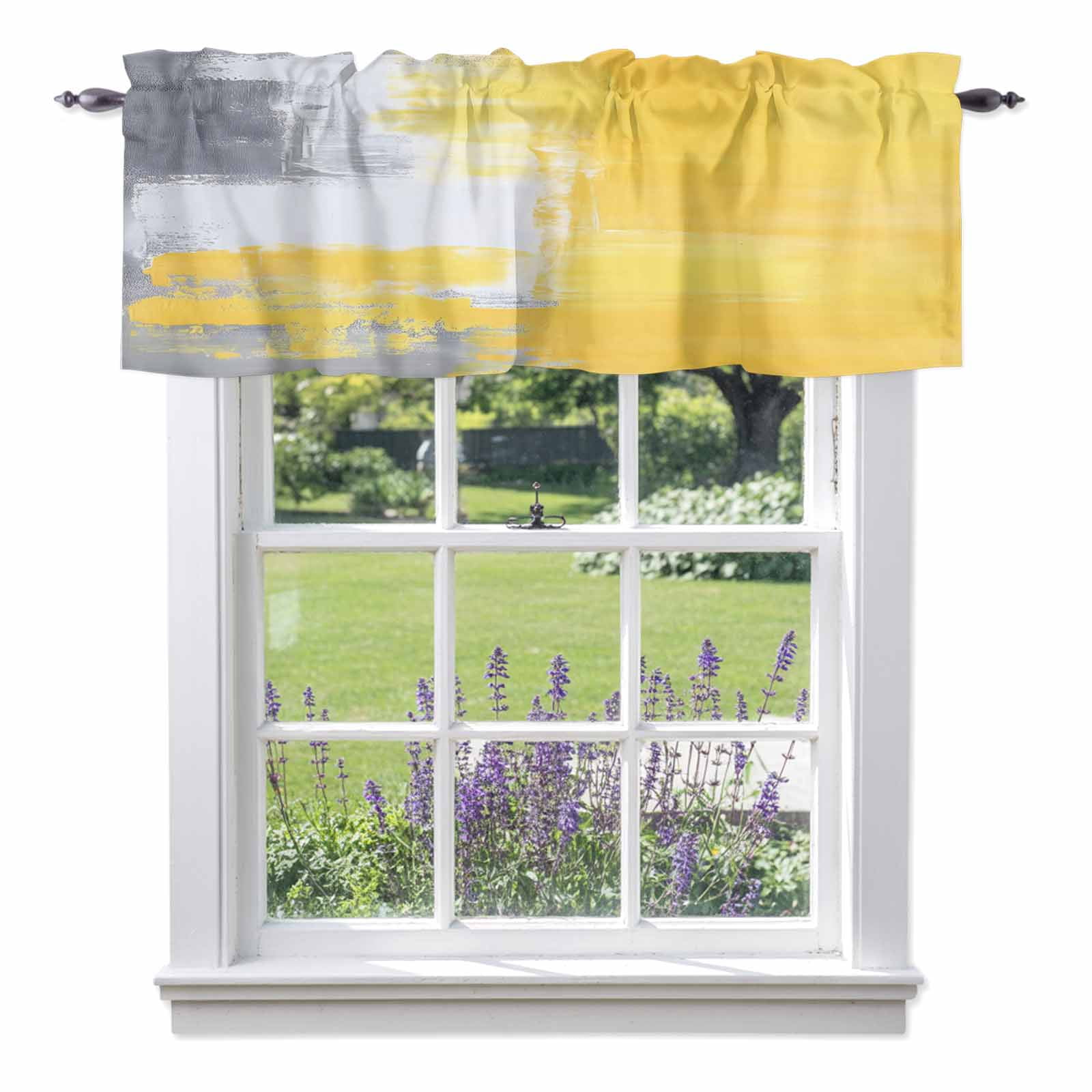 Abstract Graffiti Art Valances for Windows, Retro Yellow Gary Street ...