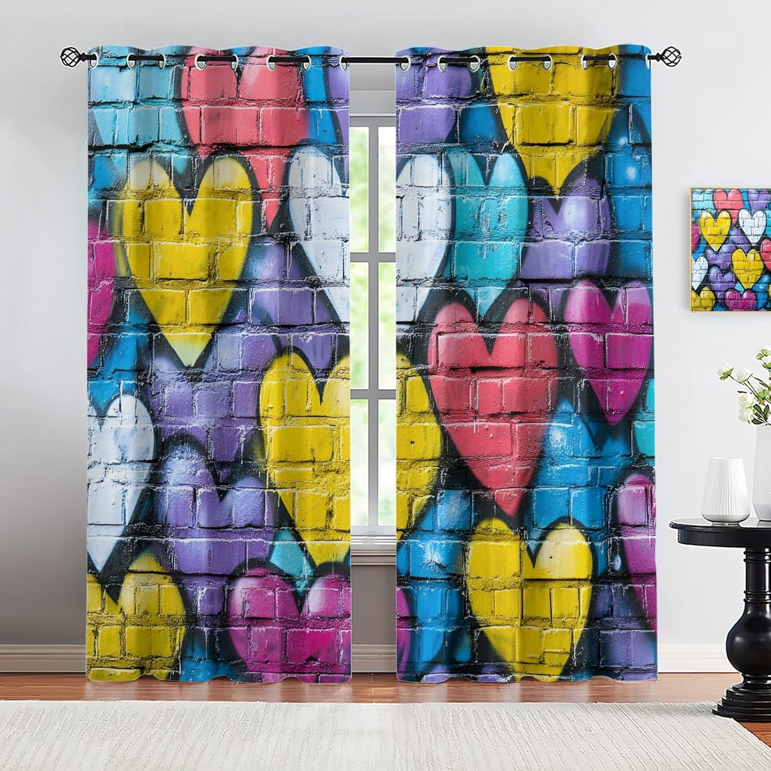 Abstract Graffiti Blackout Curtains, Hip Hop Street Art Window Drapes ...