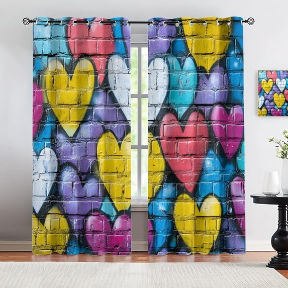 Abstract Graffiti Blackout Curtains, Hip Hop Street Art Window Drapes ...