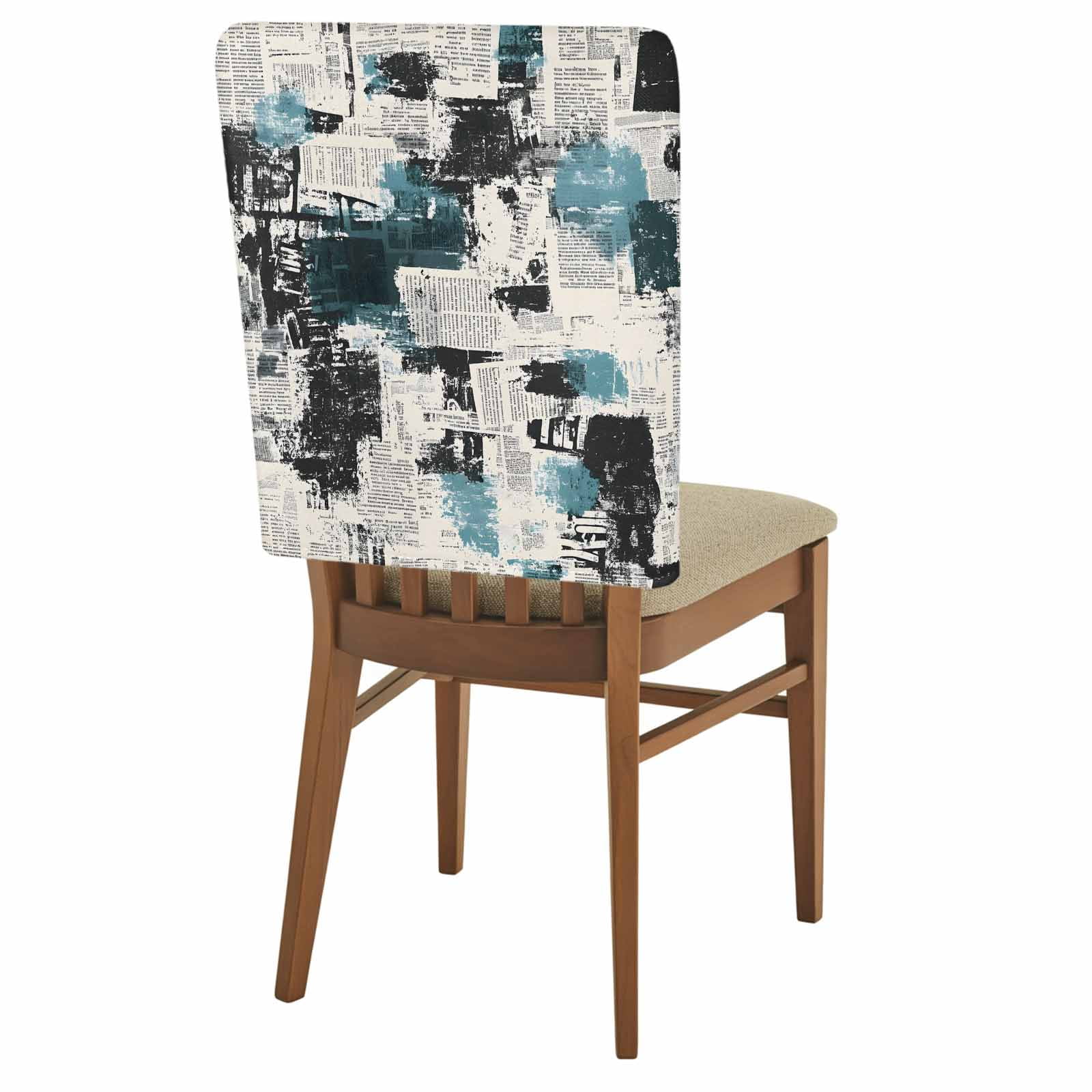 Abstract Graffiti Chair Back Covers Set of 4, Vintage Newspaper ...
